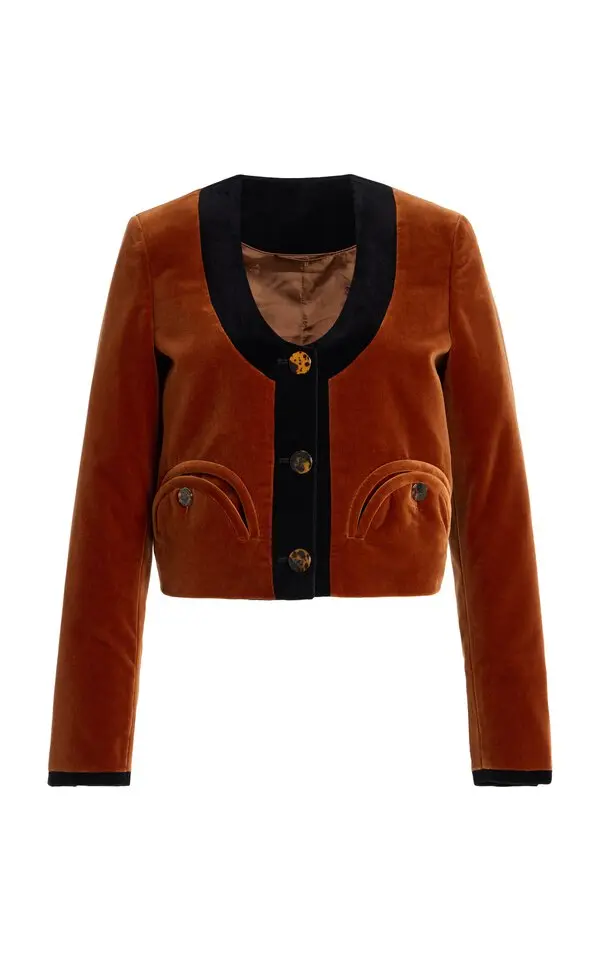 BLAZÉ MILANO Spiti Cotton-velvet Bolero - Brown