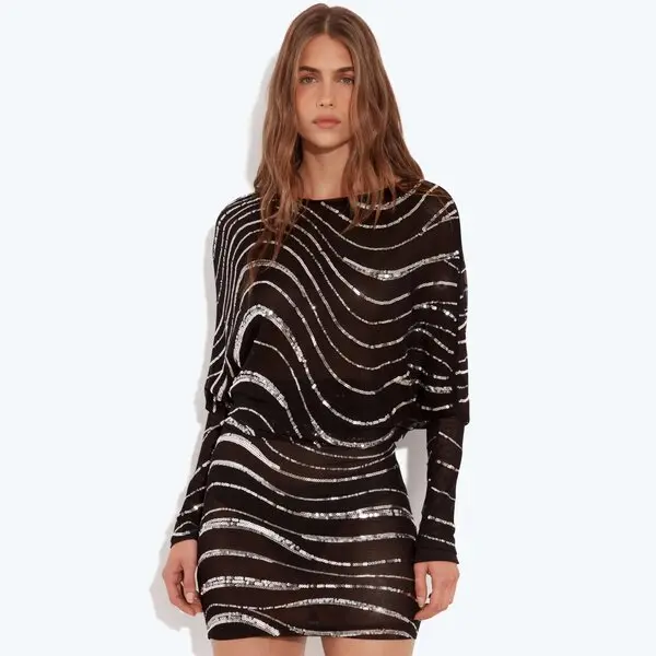 RAT & BOA Sequin Embellished Mini Dress - Silver