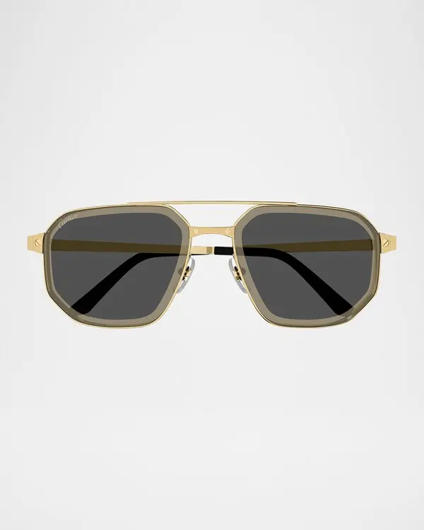 CARTIER Double-bridge Titanium Aviator Sunglasses - Gold