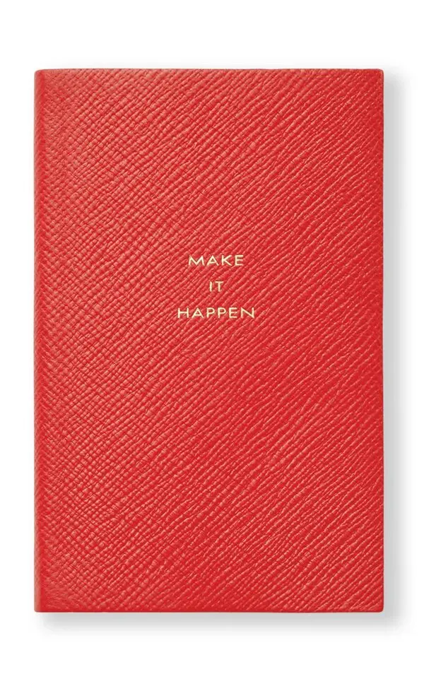 Smythson Panama Make It Happen Leather Notebook - Red