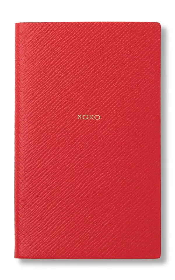 Smythson Panama Xoxo Leather Notebook - Red