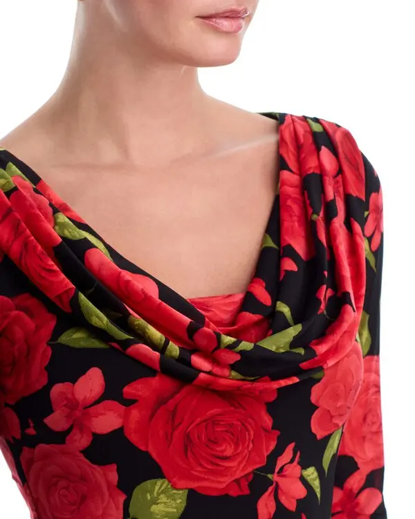Aqua Rose Jersey Cowl Neck Dress