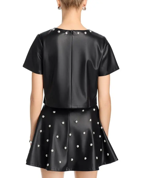 Aqua Faux Leather Studded Top