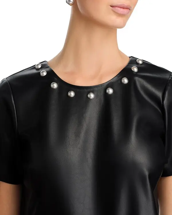 Aqua Faux Leather Studded Top