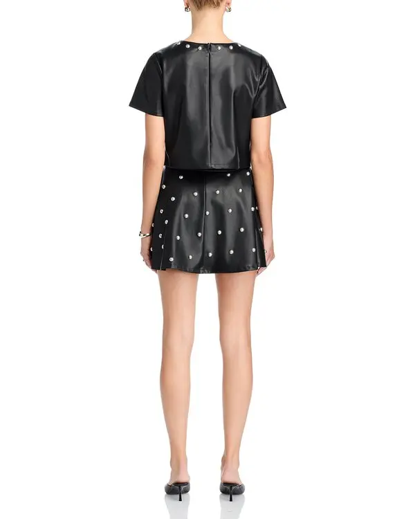 Aqua Faux Leather Studded Top