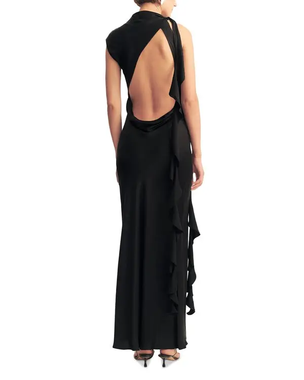 Shona Joy Agnes Draped Ruffled Dress - Black