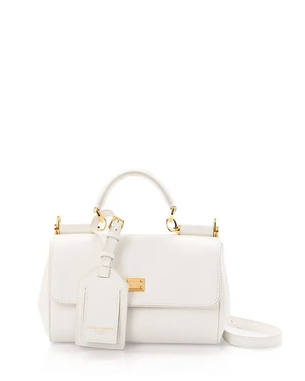Dolce & Gabbana Leather Top Handle Bag - Natural/white