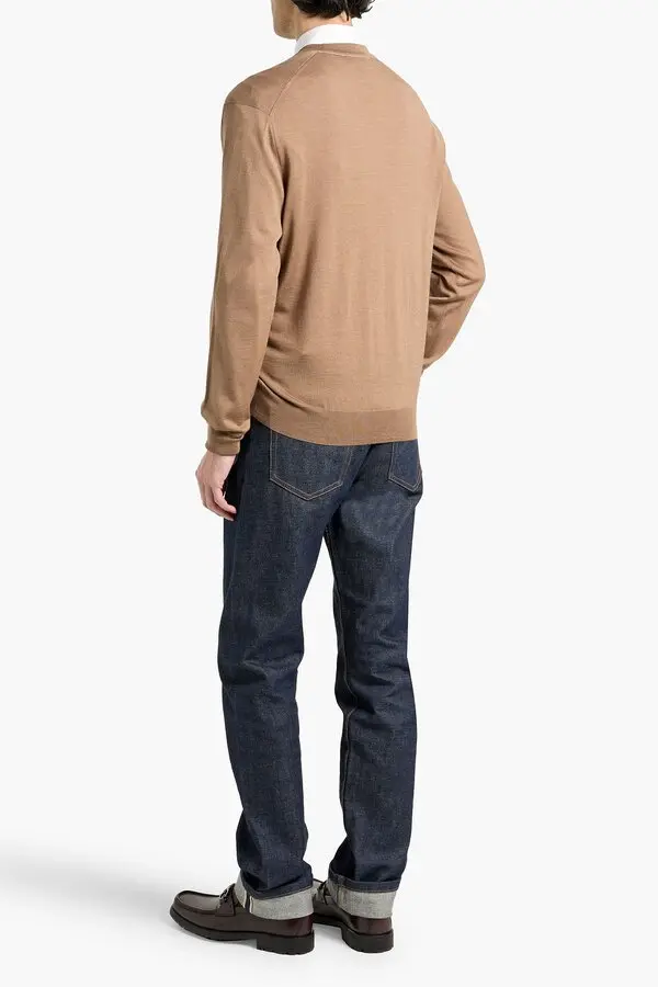Dunhill Cashmere, Merino Wool, And Silk-blend Sweater - Camel