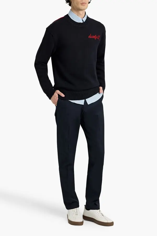 Dunhill Slimfit Cotton And Woolblend Twill Chinos - Navy