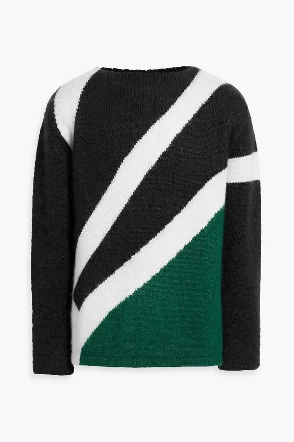 Dunhill Striped Jacquard-knit Mohair-blend Sweater
