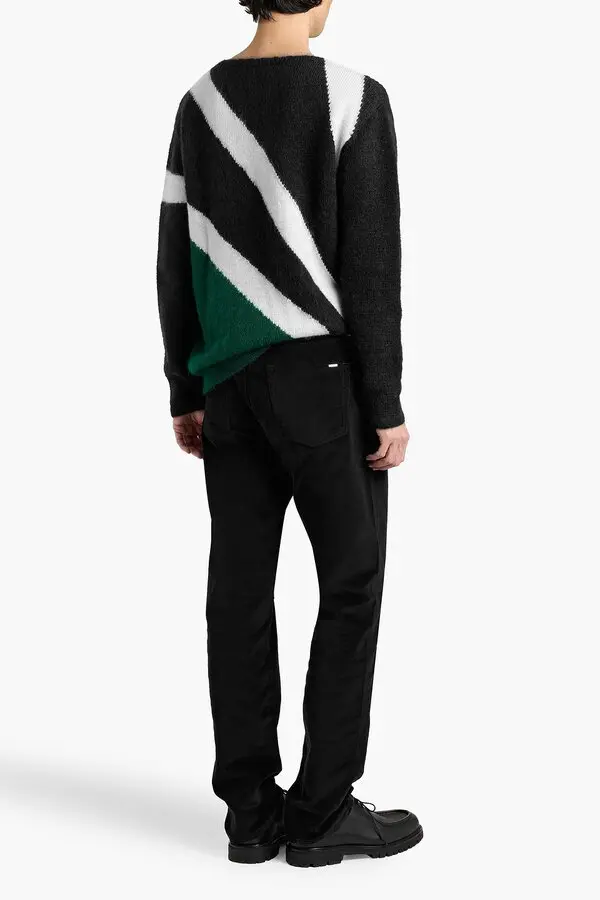 Dunhill Striped Jacquard-knit Mohair-blend Sweater