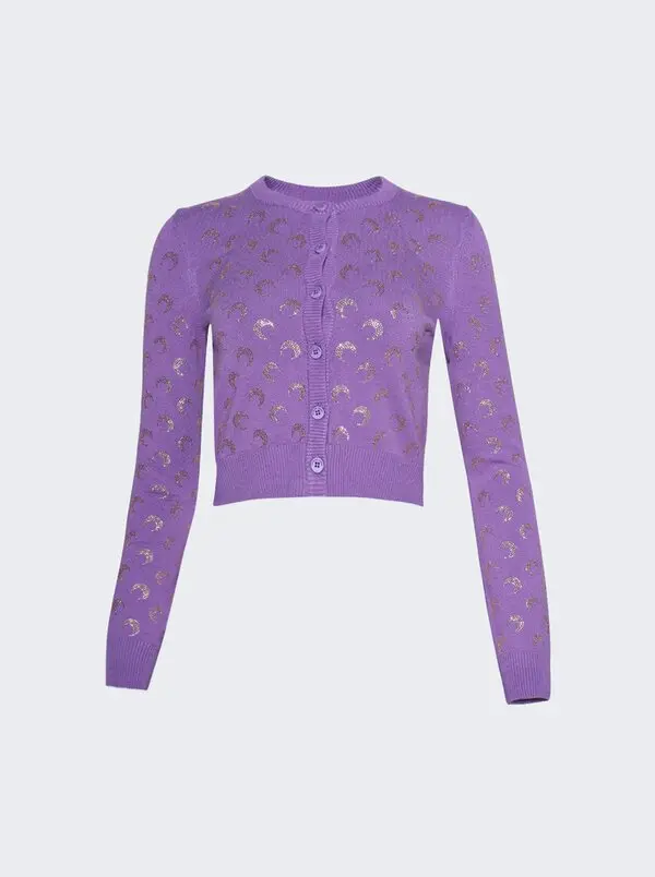MARINE SERRE Moon Strass Knit Cardigan - Lavender