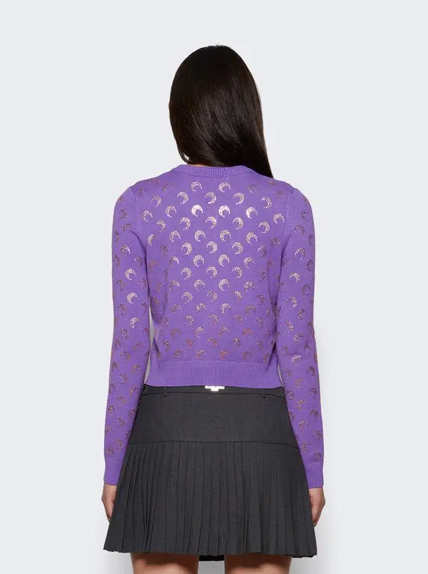 MARINE SERRE Moon Strass Knit Cardigan - Lavender