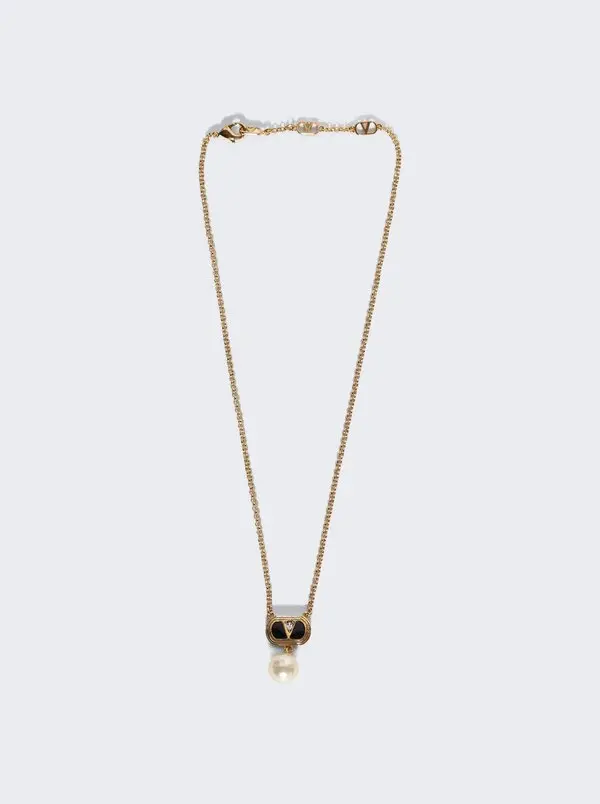 Valentino Garavani Ovalette Metal Necklace - Enamel, Crystal, And Pearl