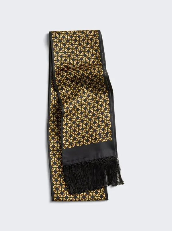 Valentino Garavani Chamber Silk Bandeau Scarf With Fringe - Black