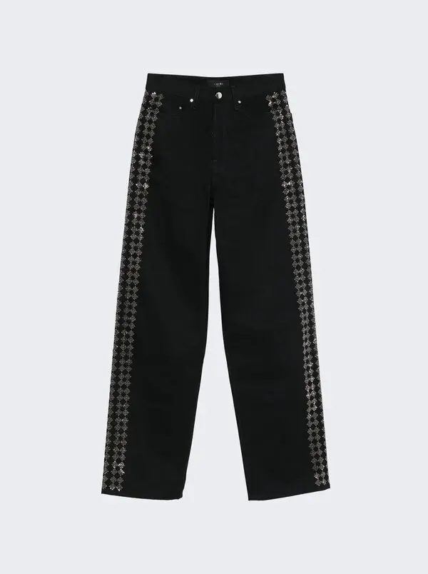 Amiri Quad Crystal Wide Leg Jeans - Black