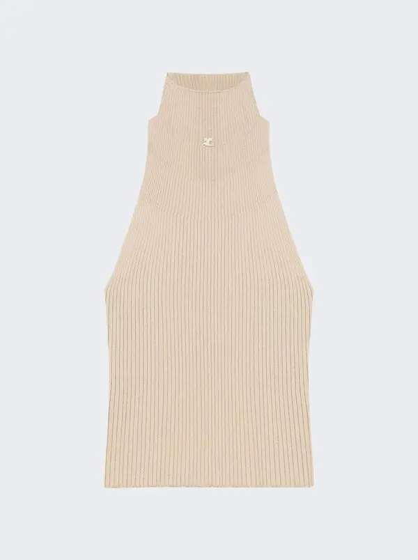 COURRÃ¨GES Courrèges Mockneck Ribbed Top - Capuccino