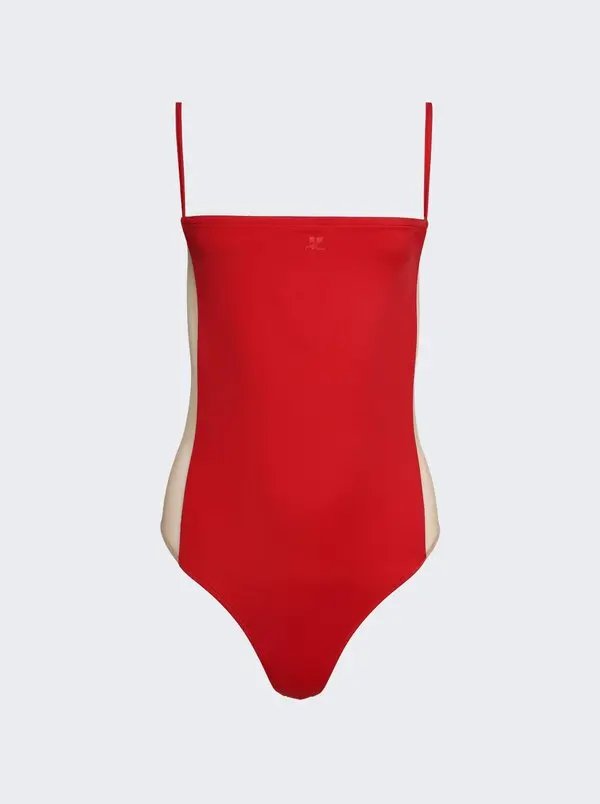 COURREGES Illusion Square Swimsuit - Ruby