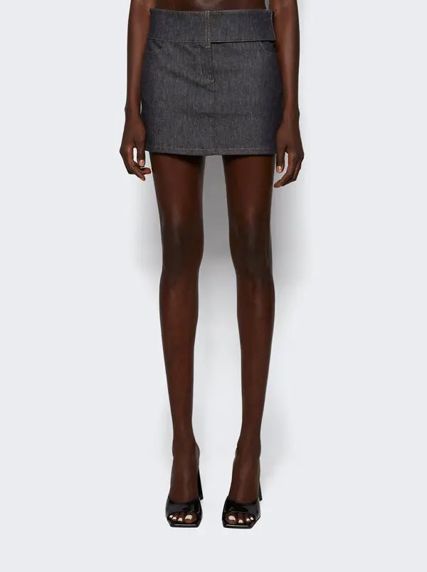 COURRÃ¨GES Belted Denim Mini Skirt - Gray