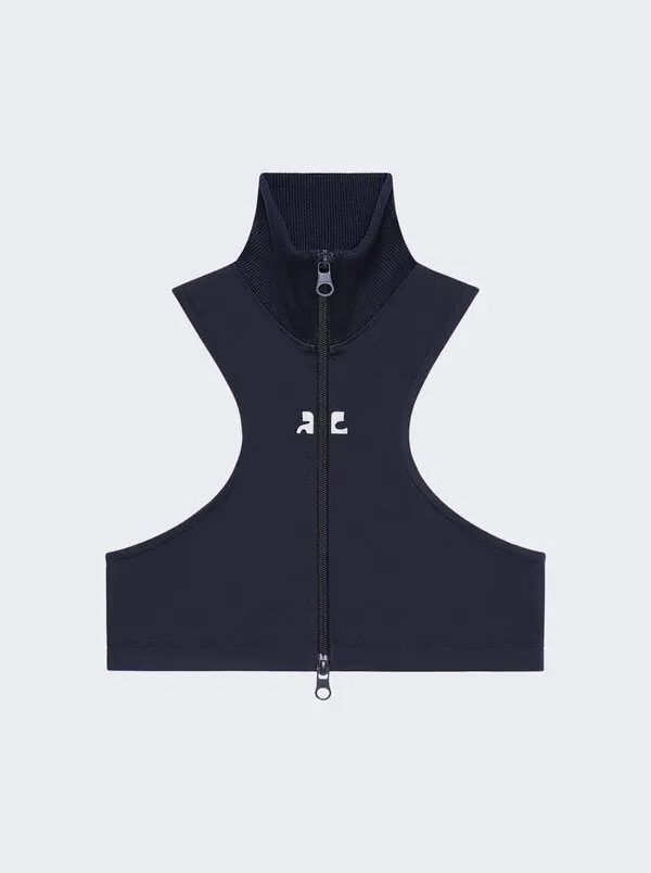 COURRÃ¨GES Scuba Tracksuit Interlock Cropped Jacket - Navy