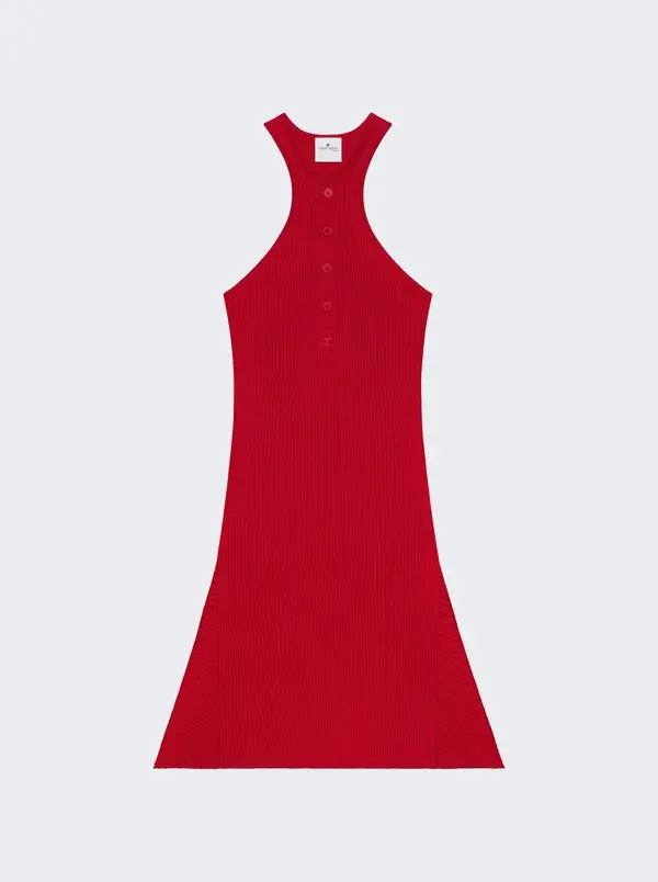 COURREGES Scuba Rib Knit Dress - Ruby