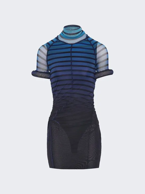 JEAN PAUL GAULTIER Mesh 3d Short Dress - Blue