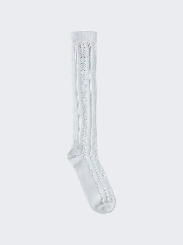 Valentino Garavani Ribbed Knit Stockings - White