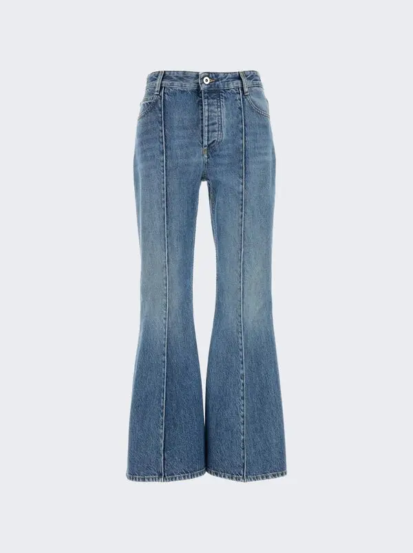 Bottega Veneta Cropped Kick Flare Jeans - Mid Blue
