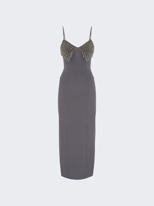 Attico Embellished Midi Dress - Grey