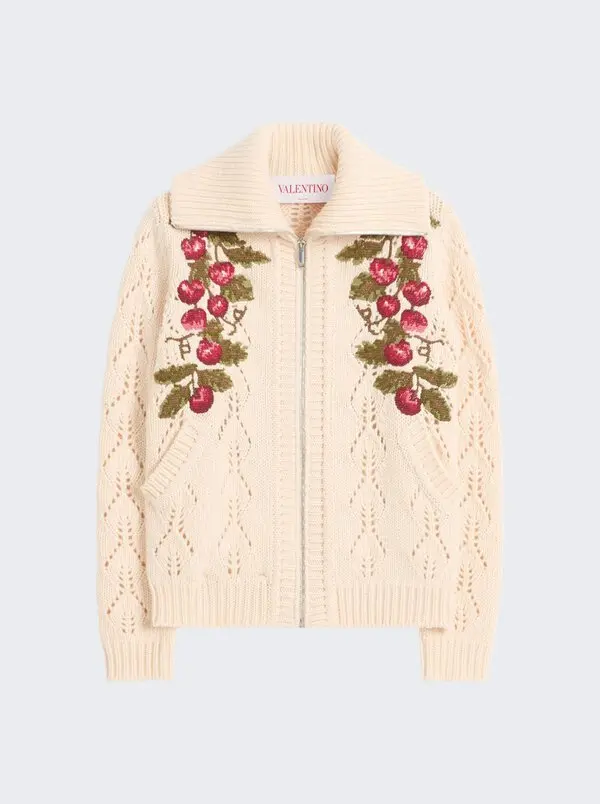 Valentino Garavani Embroidered Zip-up Sweater