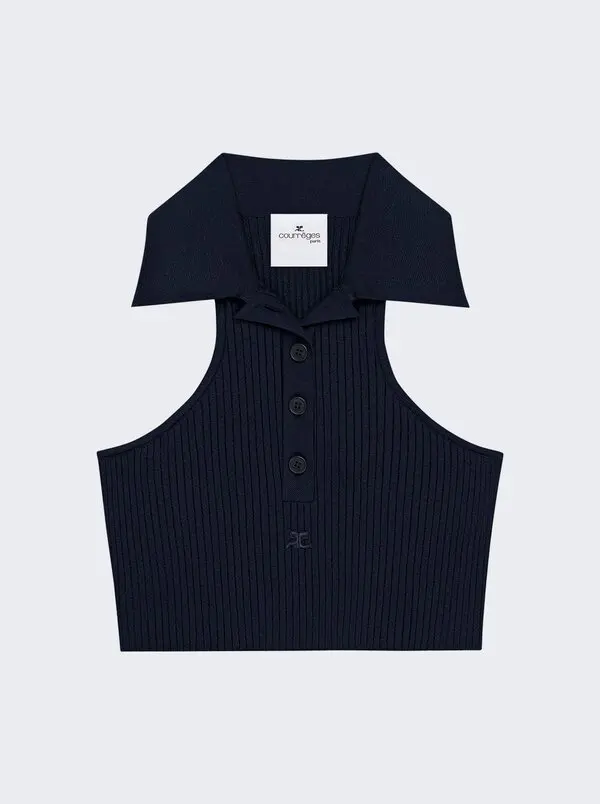 COURREGES Scuba Rib Knit Top - Navy