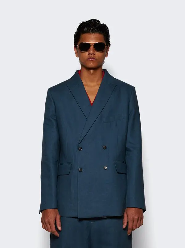 BODE Lightweight Double-breasted Suit Jacket - Teal