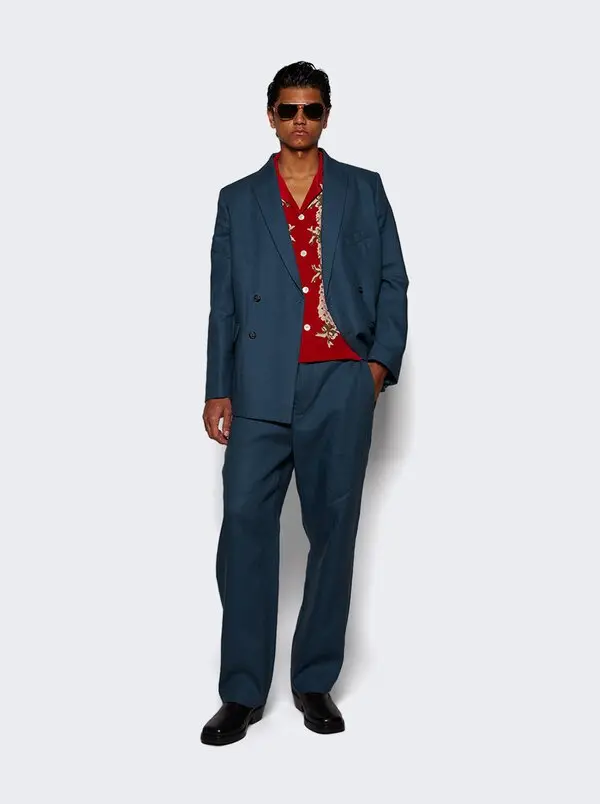 BODE Lightweight Double-breasted Suit Jacket - Teal