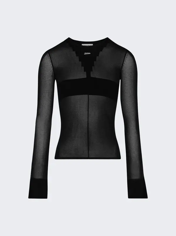 JEAN PAUL GAULTIER Sheer Knitted Pullover - Black
