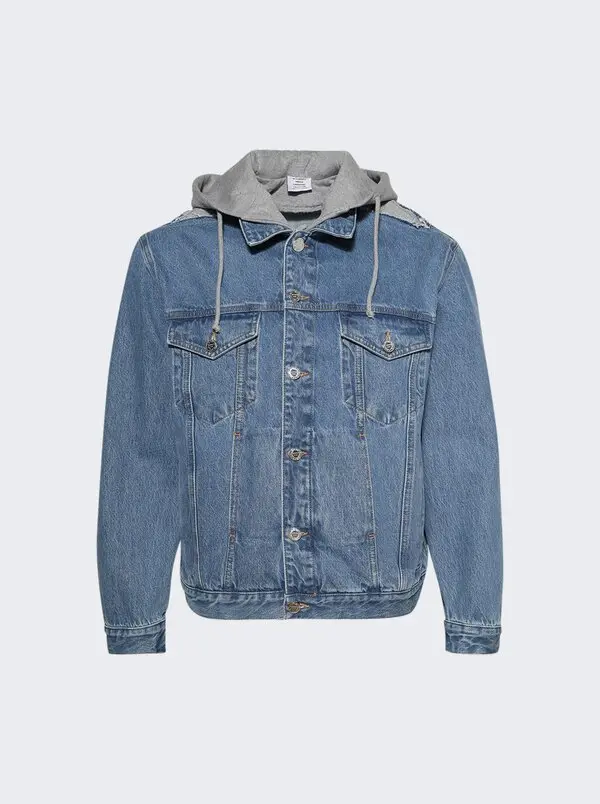Vetements Hooded Denim Jacket - Mid Blue