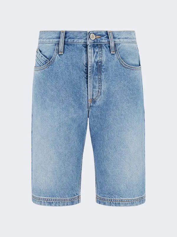 Attico Boyfriend Denim Shorts - Blue