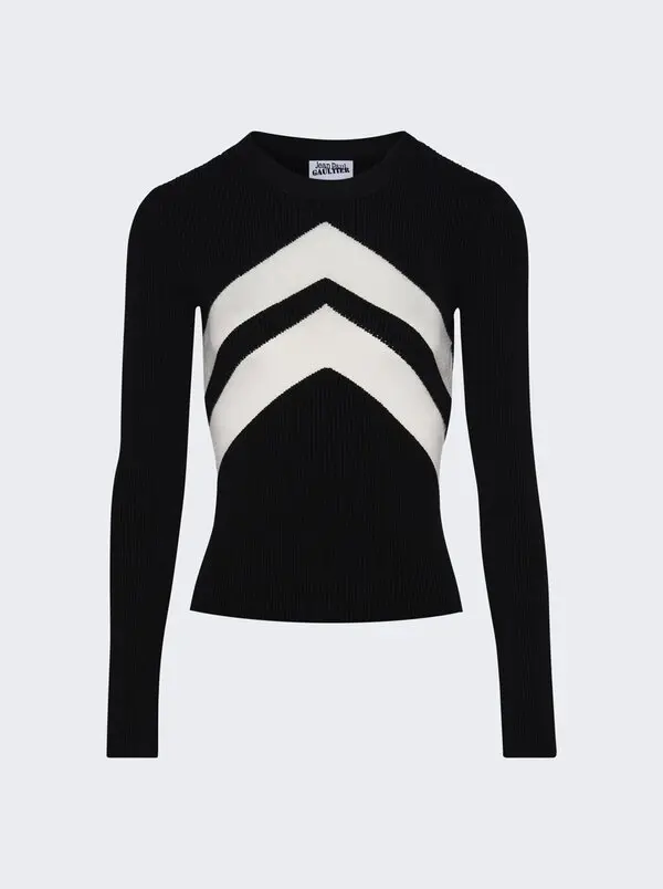 JEAN PAUL GAULTIER Top With Transparent Chevron - Black
