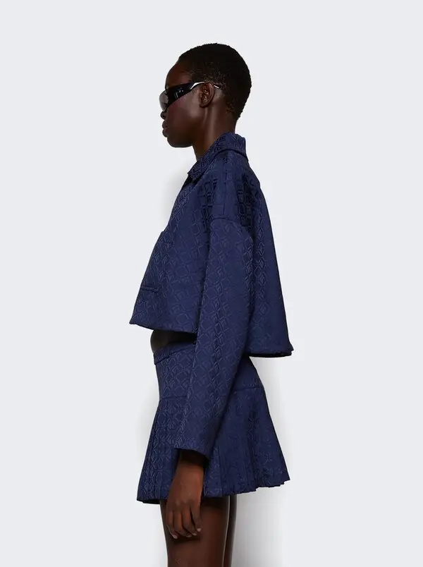 MARINE SERRE Moon Diamond Jacquard Tailoring Vareuse - Navy
