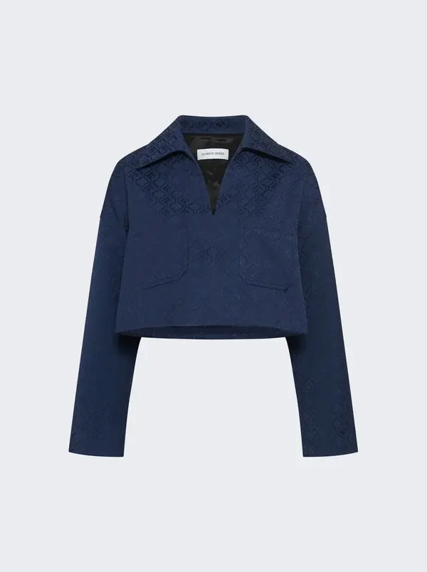 MARINE SERRE Moon Diamond Jacquard Tailoring Vareuse - Navy