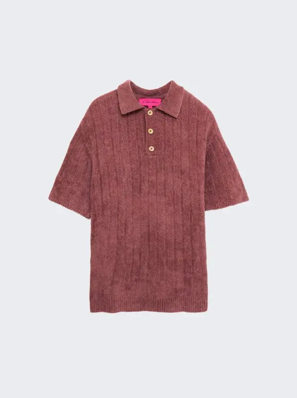 THE ELDER STATESMAN Chenille Rib Polo Shirt - Napa