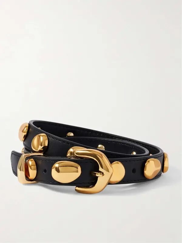 AMANU The Vaal Embellished Leather Belt - Black
