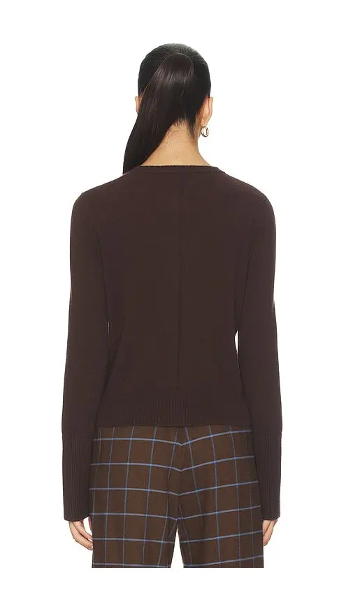 LA LIGNE Solid Lean Lines Cashmere Cardigan - Chocolate