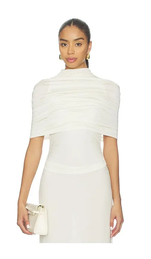 Lapointe Mock Neck Ruched Top - Cream