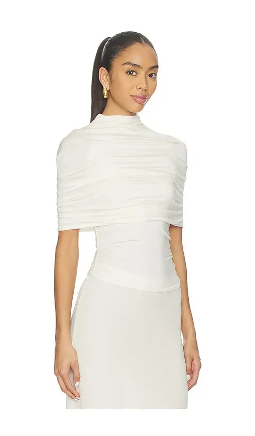 Lapointe Mock Neck Ruched Top - Cream