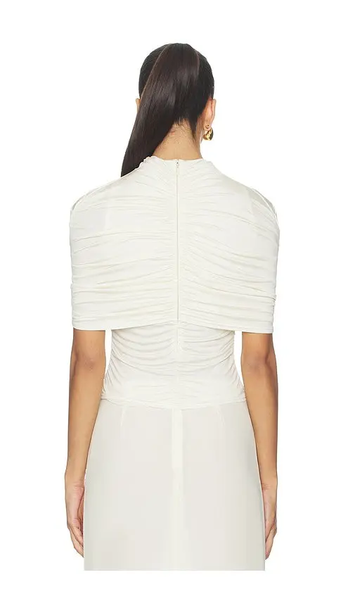 Lapointe Mock Neck Ruched Top - Cream