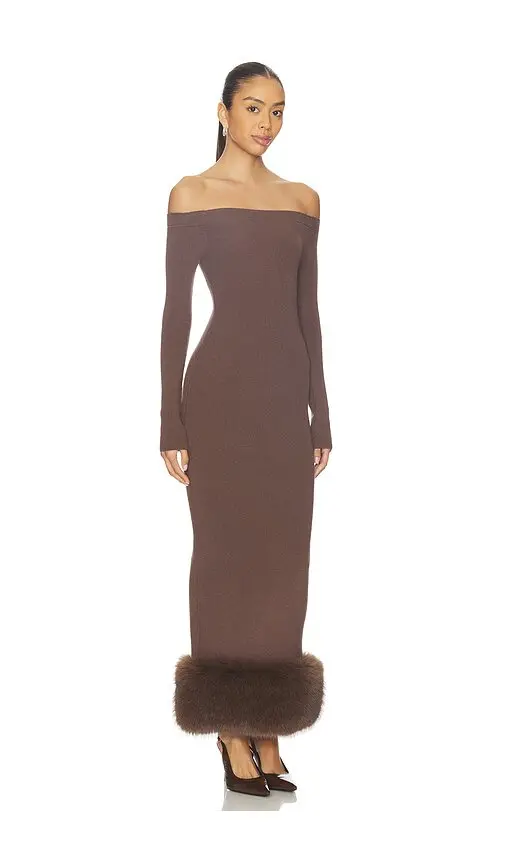 Off-the-shoulder Faux Fur Dress