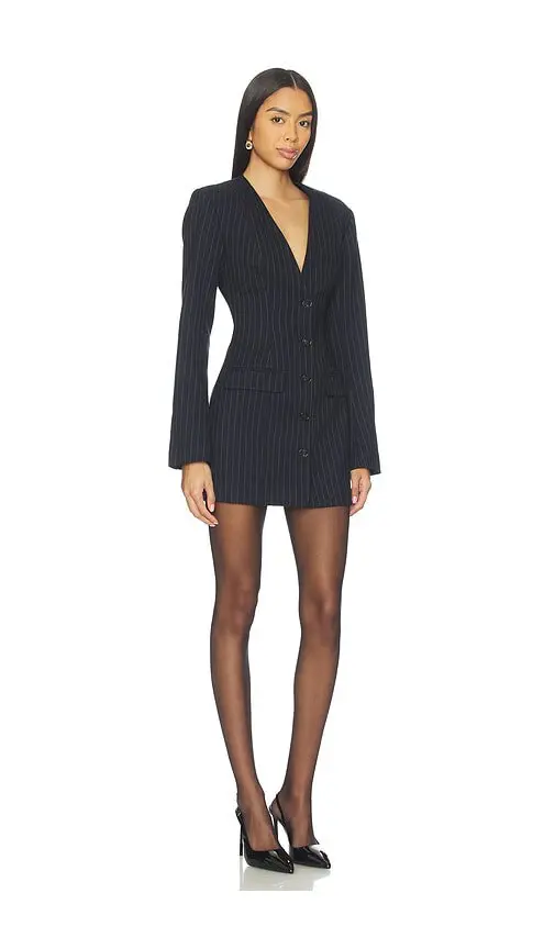 knee length dresses for ladies Lockie Pinstripe Mini Dress in Navy main image 0