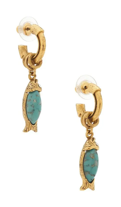 ELIZABETH COLE Turiel Gemstone Fish Dangle Earrings - Blue