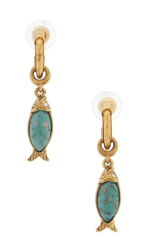 ELIZABETH COLE Turiel Gemstone Fish Dangle Earrings