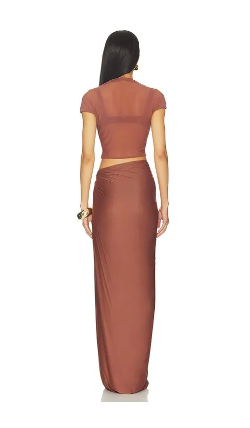 DEME BY GABRIELLA Two-piece Dress With Exposed Midriff - Mocha